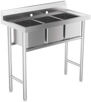 China Freestanding 304 Stainless Steel Commercial Restaurant Industrial Kitchen 3 Components Three Compartment Sink for sale