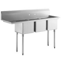 China Freestanding 304 Stainless Steel Commercial Restaurant Industrial Kitchen 3 Components Three Compartment Sink for sale