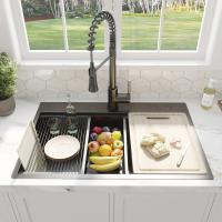 China FOOK SINK Handmade Top Mount 304 Stainless Steel Double Bowl Kitchen Sink with Ledge for sale