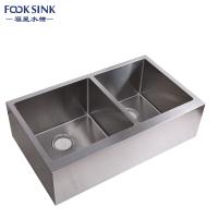 China FOOK SINK Double Bowl 304 Handmade Stainless Steel Farmhouse Apron Kitchen Sink for sale