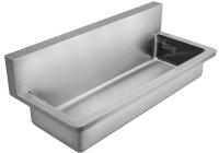 China Factory Wall Mounted Hung Single Wash Trough Basin Utility Stainless Steel 304 With Splash Back for sale