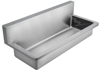 China Factory Wall Mounted Hung Single Wash Trough Basin Utility Stainless Steel 304 With Splash Back for sale