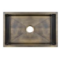 China Antique Brass Luxury Vintage Gold Kitchen Sinks 304 Stainless Steel Single Bowl PVD Finish Undermount Basin for Rustic Farmhouse Bronze Kitchen Sink for Apartment for sale