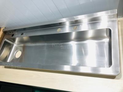China Outdoors Industrial Stainless Steel Long Hand Washing Trough Sink Tank Metal Hand Wash Basin For Factory Workshop Restaurant Kitchen for sale