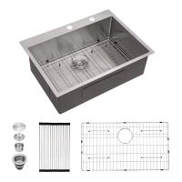 China New Trending 304 Stainless Steel Kitchen Sinks Amazon Hot Sale Customized Size 30''x22'' Deep-in Commercial Top Mount Kitchen Sink Evier De Cuisine for sale