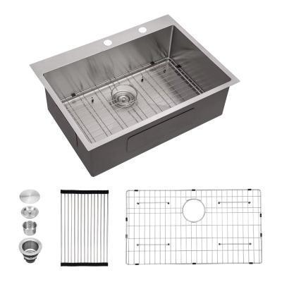 China New Trending 304 Stainless Steel Kitchen Sinks Amazon Hot Sale Customized Size 30''x22'' Deep-in Commercial Top Mount Kitchen Sink Evier De Cuisine for sale