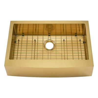 China Modern 33''X21''x10'' Farm 304 Stainless Steel Sink For The Kitchen Farmhouse Apron Sink Pvd Golden Scratch-Resistant Handmade Kitchen Sinks for sale
