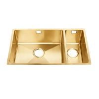 China Popular High-End Multifunctional Double Bowl Sinks Custom Size Handmade Sus304 Stainless Steel Undermount Durable Scratch-Resistant Kitchen Sinks for sale