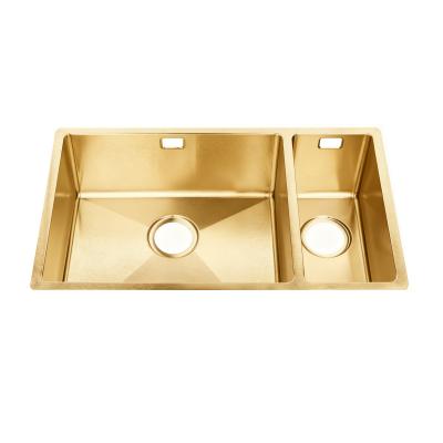 China New Design 16/18Gauge 29''X20''Inch Double Bowl Kitchen Sinks Stainless Steel Pvd Golden Sink Basins Smart Sink For Apartment Popular USA & Canada Fregadero De Cocina for sale