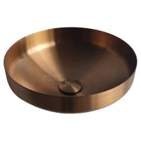 China Copper Gold Bathroom Sink With Brushed Round 304 Stainless Steel Sinks Customized top Mount High-End PVD Washbasin for toilet for sale