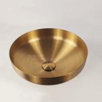 China High Quality Artist Scratch Resistant Bathroom Sinks Stainless Steel SS304 Thick Round Copper Sink Wash Hand Popular Europe Gold Wash Basins For Hotel Apartment for sale