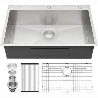 China Wholesale Manufacturer Top Mount 304 Stainless Steel Kitchen Sinks 30x22x10inch Nano Matte Black  Drop In Sink with Drainer Brushed Fregadero De Cocina for sale