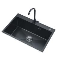 China Wholesale Manufacturer Top Mount 304 Stainless Steel Kitchen Sinks 30x22x10inch Nano Matte Black  Drop In Sink with Drainer Brushed Fregadero De Cocina for sale