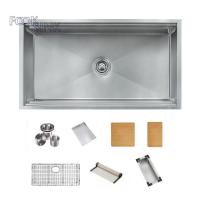 China Commercial Long 40/50inch Handmade Stainless Steel Kitchen Sink Set Undermount Single & Double Bowl Workstation Sink Brushed Surface for sale