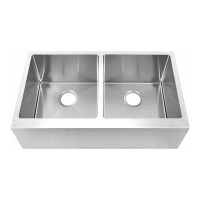 China 50/50 Double Bowl Kitchen Sinks For Apartment Hotel Sus304 Scratch-Resistant PVD Black Apron Sink Popular Hot Selling Sink Basins with Accessories Drain Basket for sale