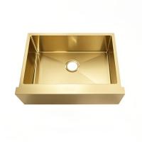 China New Style Farmhouse Stainless Steel Kitchen Sinks Golden Luxury 28/34 Inch Apron Front 18 Gauge Brushed Finish Black Matte Nano Sink for sale