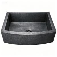 China Non Fading Stainless Steel Black Apron Sink Modern Design Hammer Patterned Nano Embossing Wash Basins Customizable Size Kitchen Sink Supplier for sale