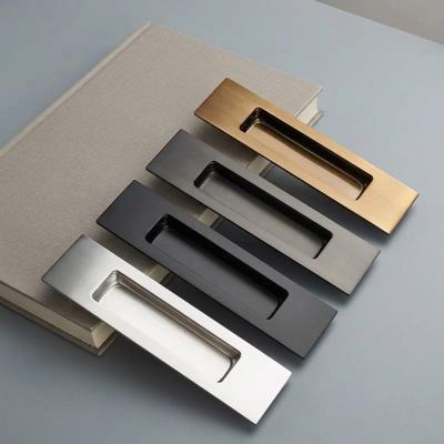China Custom Luxury Rectangular 304 Stainless Steel Sliding Door Handle Factory wholesale Flush Pull Handles Matte Black for sale