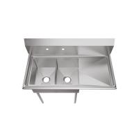China Wholesale Outdoor Brushed Surface 304 Stainless Steel Utility Sink For Restaurant Freestanding Kitchen Sink Double Bowl Workbench Washing Basins for sale
