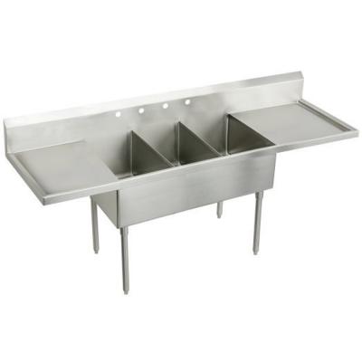 China Wholesale Outdoor Brushed Surface 304 Stainless Steel Utility Sink For Restaurant Freestanding Kitchen Sink Double Bowl Workbench Washing Basins for sale
