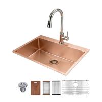 China New Modern Pvd Rose Gold Kitchen Sinks With Drainer Faucet Topmount Bset Black Stainless Steel Sink For Home Apartment Hotel Use for sale