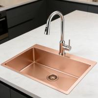 China New Modern Pvd Rose Gold Kitchen Sinks With Drainer Faucet Topmount Bset Black Stainless Steel Sink For Home Apartment Hotel Use for sale