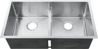 China Satin Finish Low Divide Sink 16 Gauge Double Bowl With Long Using Life for sale