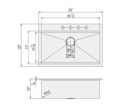China 33'' Hand Made Single Basin Sink 16 Gauge SUS304 Stainless Steel Material for sale