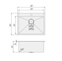 China Handcrafted Top Mount Stainless Steel Kitchen Sink With Radius R10 Coved Corners for sale