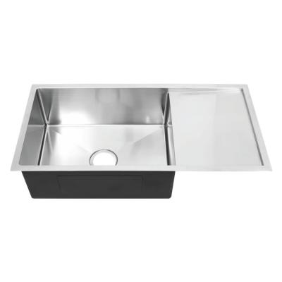 China Single Bowl Kitchen Sink With Drainboard 1.2mm Thickness Polished Surface Finish for sale