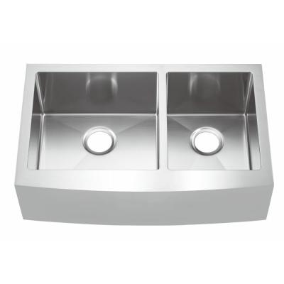 China Brushed Surface Apron Stainless Steel Kitchen Sink Double Bowl No Faucet for sale