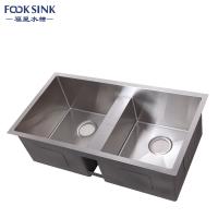 China 33''X18''X10 Low Divide Stainless Steel Sink , Durable Double Bowl Kitchen Sink for sale