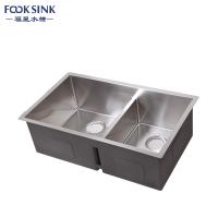 China Square Double Bowl Kitchen Sink 1.05mm Thickness Not Easy Deforming for sale