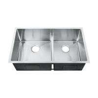China Square Double Bowl Kitchen Sink 1.05mm Thickness Not Easy Deforming for sale