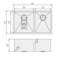 China 32* 18 Inch Low Divide Sink Commercial Grade Brushed Finish For Farmhouse for sale