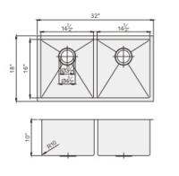 China 32 Inch 18 Gauge Stainless Steel Double Kitchen Sink Undermount With Brushed Surface for sale
