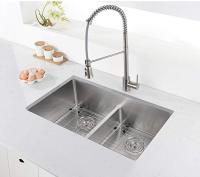 China 32 Inch Drop In Undermount Stainless Steel Kitchen Sink With Double Bowl for sale