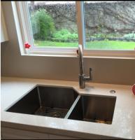 China 35''*20'' Brushed Stainless Steel Undermount Sink , Double Basin Utility Sink for sale