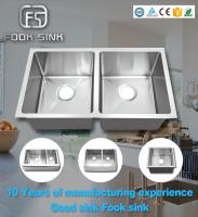 China Double Bowl Undermount Stainless Steel Kitchen Sink Radius R10 Coved Corners for sale