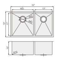 China 32 Inch Double Bowl Brushed Stainless Steel Undermount Kitchen Sin for sale