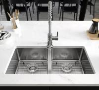 China Stainless Steel Double Basin Undermount Kitchen Sink With Long Using Life for sale