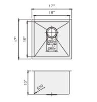 China 17 Inch X 17 Inch Stainless Steel Undermount Farmhouse Sink Modern Design for sale