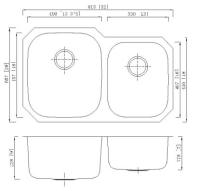 China All In One Double Bowl Drop In Sink , 2 Hole Double Bowl Sink Unit for sale