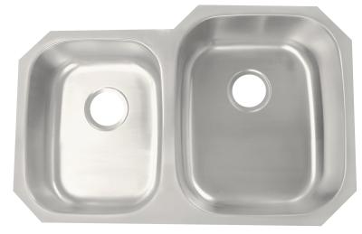 China 16 Gauge Steel Double Bowl Kitchen Sink Fully Insulated With Brushed Satin Finish for sale