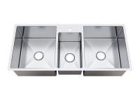 China Triple Bowl Square Corner Top Mount Stainless Steel Kitchen Sink 70 X 20 Inches for sale