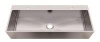 China Bathroom Vessel Stainless Steel Hand Wash Basin Zero Radius Corners With 2 Holes for sale