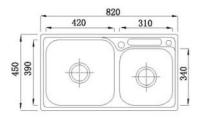 China SS 304 Top Mount Stainless Steel Sink , Double Bowl Kitchen Sinks CE/UPC Certified for sale