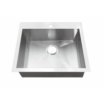 China 25'' Double Bowl Top Mount Stainless Steel Kitchen Sink With Brushed Satin Finish for sale
