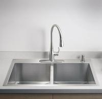 China Rectangular Top Mount Kitchen Sink , High End Stainless Steel Sinks With Faucet for sale