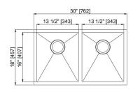 China Handmade Brushed Stainless Steel Sink , 30 X 18 Undermount Sink With 114/110 Coupling for sale